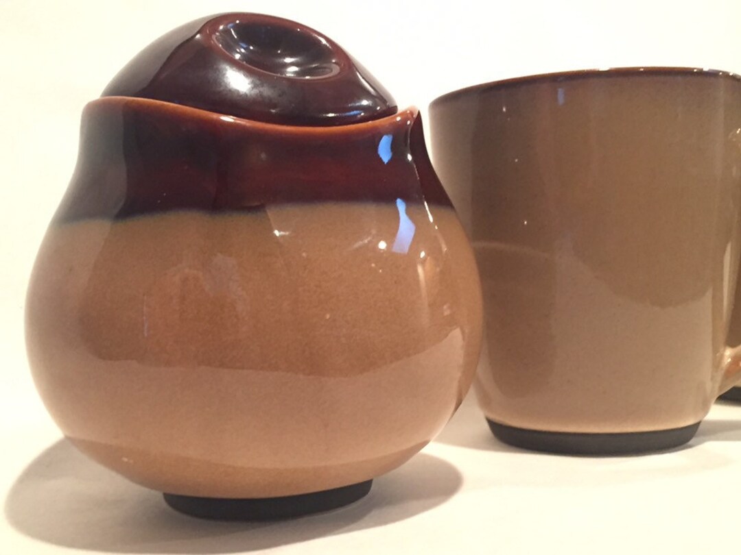 Sale ! SET Vintage SANGO Coffee Cups Nova 4933 Brown Mugs and Sugar ...