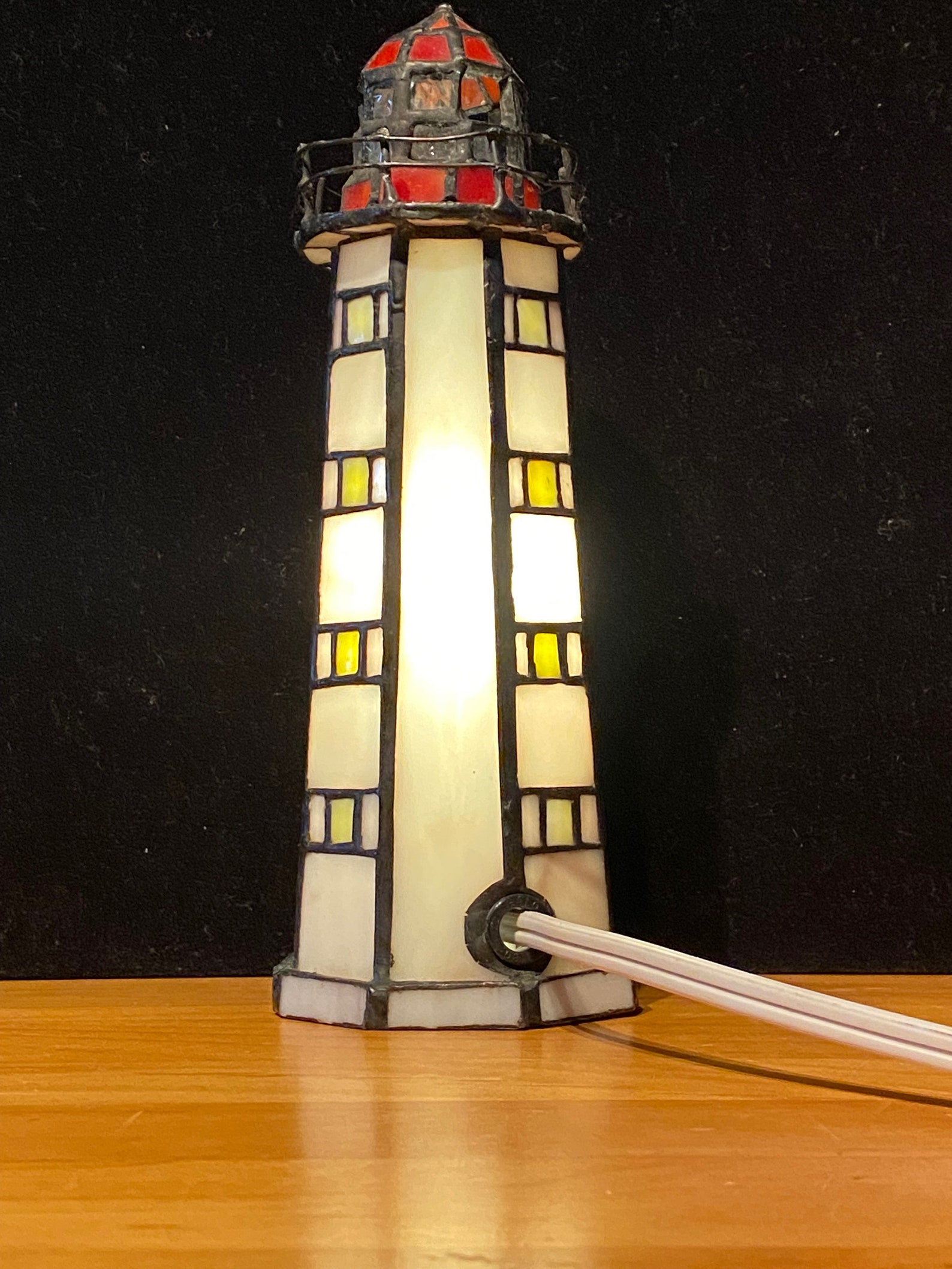 Sale ! LIGHTHOUSE Stained Glass Metal Light Bulb Installed Working ...