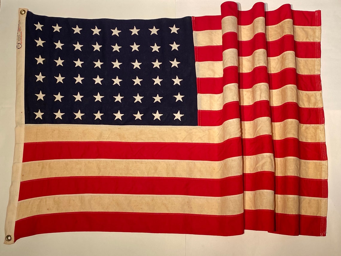 Antique 48 Star American Flag Mid Century 40s 1950s Wwii Historical ...