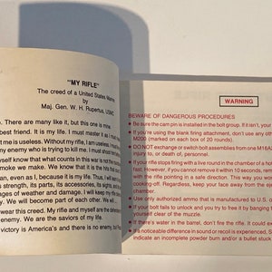 SALE ! Vintage M16 A2 W/E Rifle Operator’s Manual U.s.marine Corp U.s ...