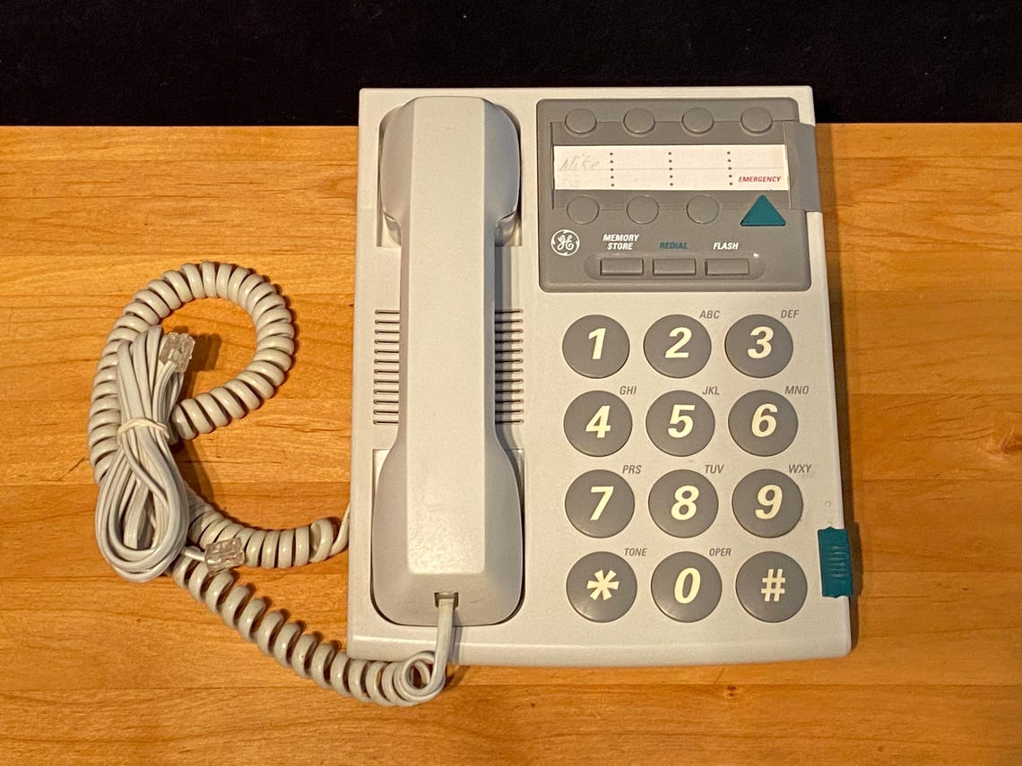 SALE ! 1990s Vintage Desk Office Big Push Button Telephone Phone Redial ...