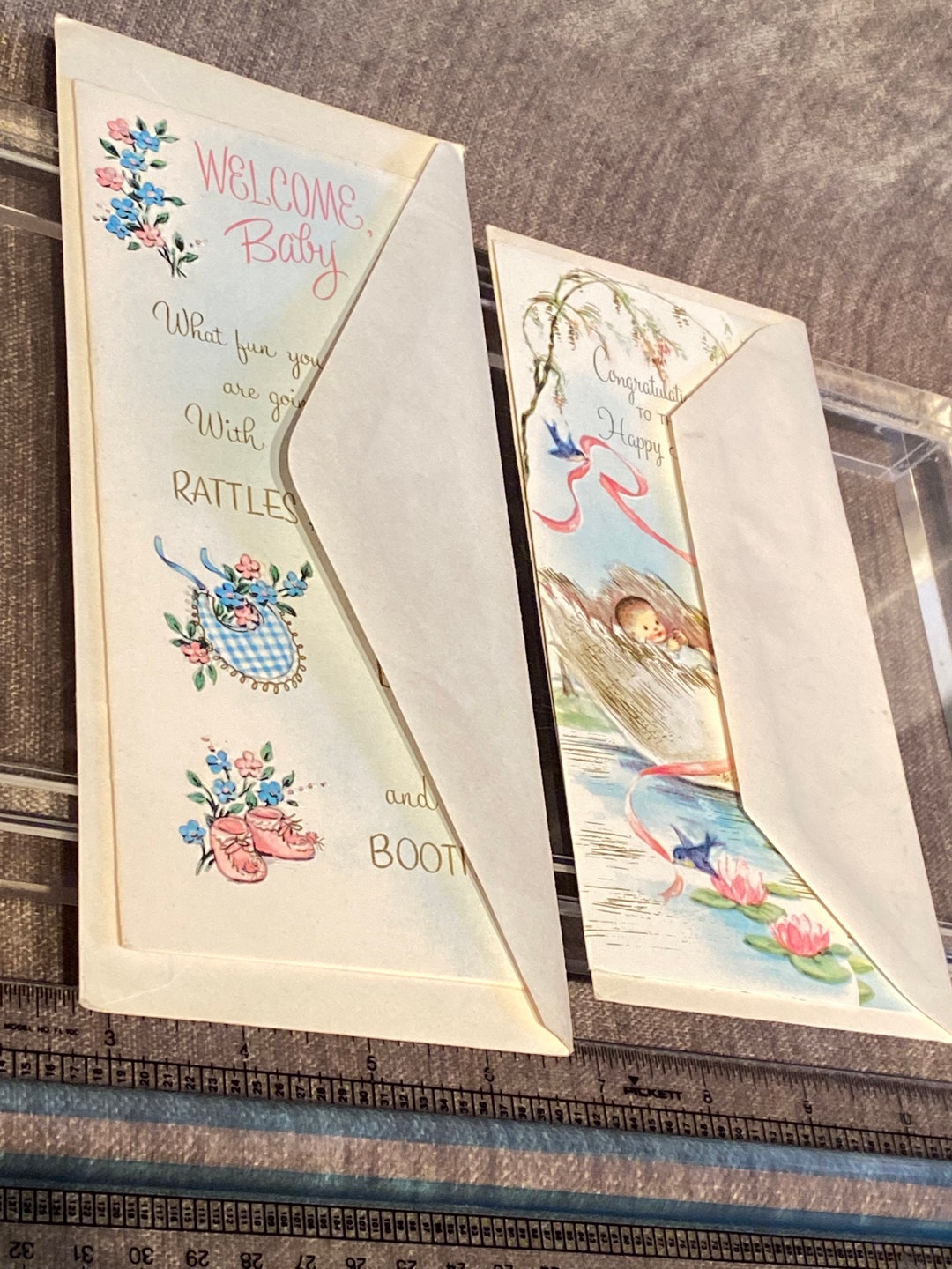 SALE 2 Vintage 1950s 1960s Welcome New Baby Greeting Card ...