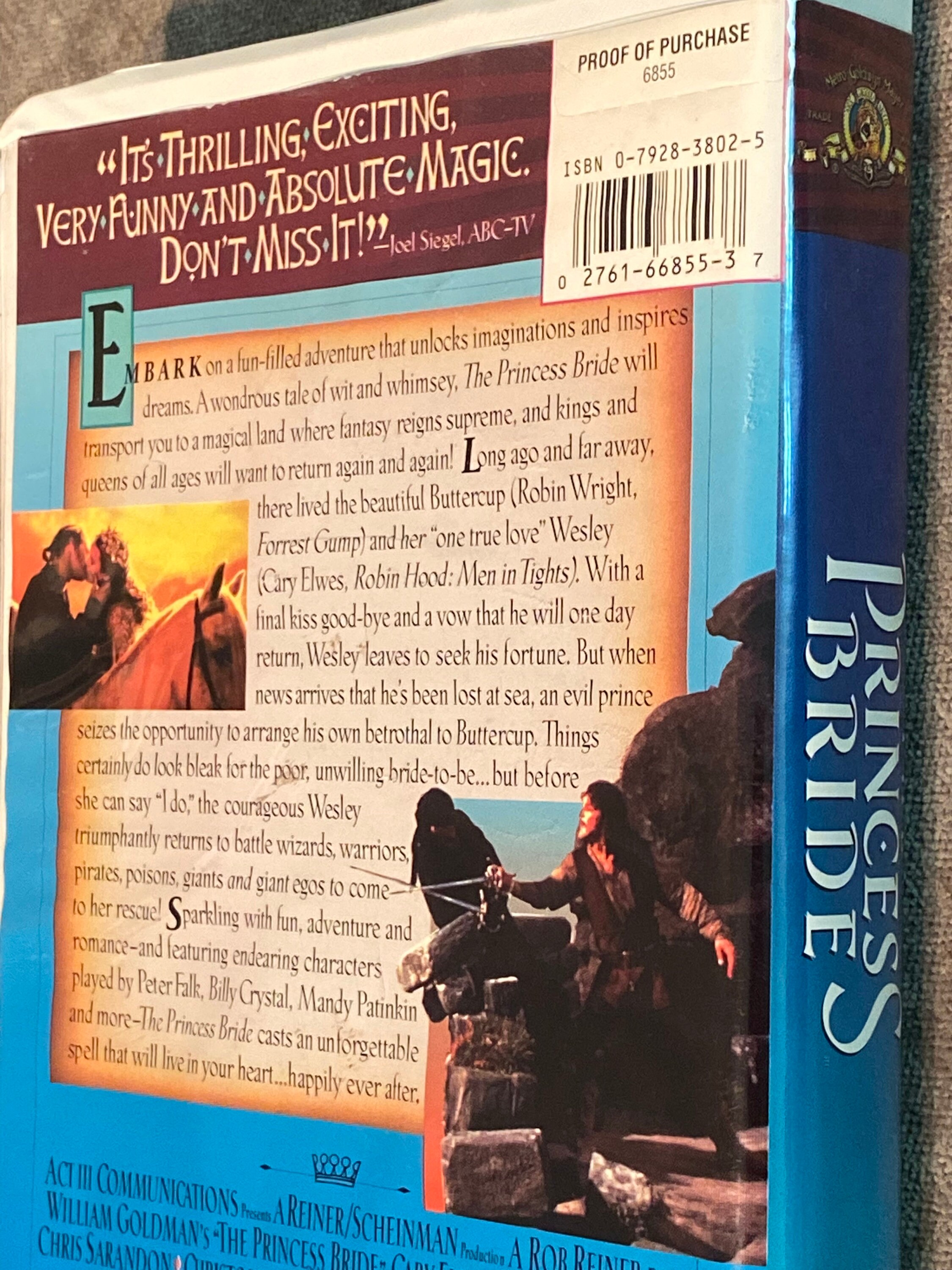 Sale 1987 the PRINCESS BRIDE Mgm Hi-fi Movie Box Vhs Video Cassette ...