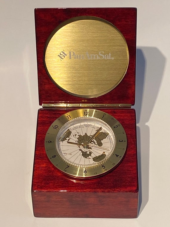 SALE ! Large Executive Desk Clock Global Pan Am Sat C… - Gem