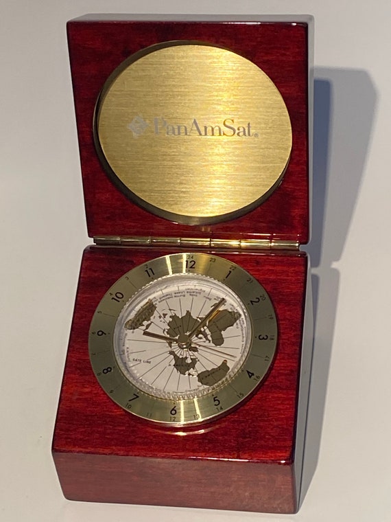 SALE ! Large Executive Desk Clock Global Pan Am Sat C… - Gem