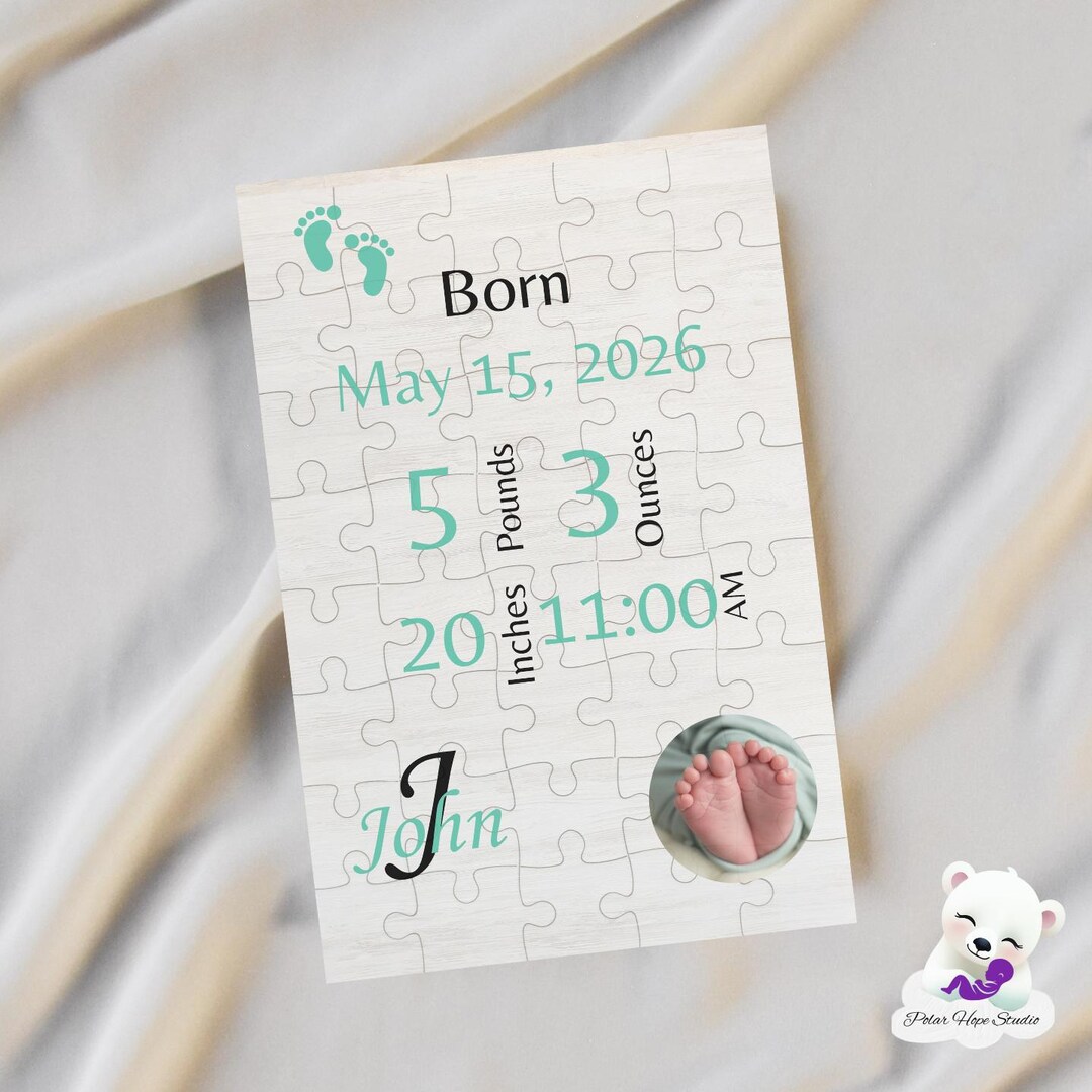 Personalized Baby Birth Stat Puzzle – Rectangular Keepsake for Newborn ...