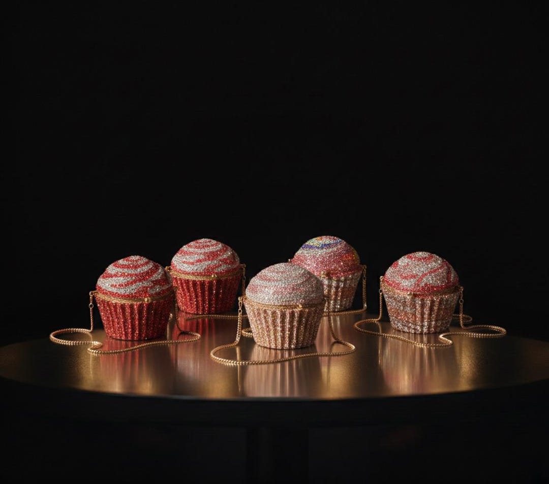 Sparkling Cupcake Crystal Evening Clutch Bag Bling Rhinestone Party ...