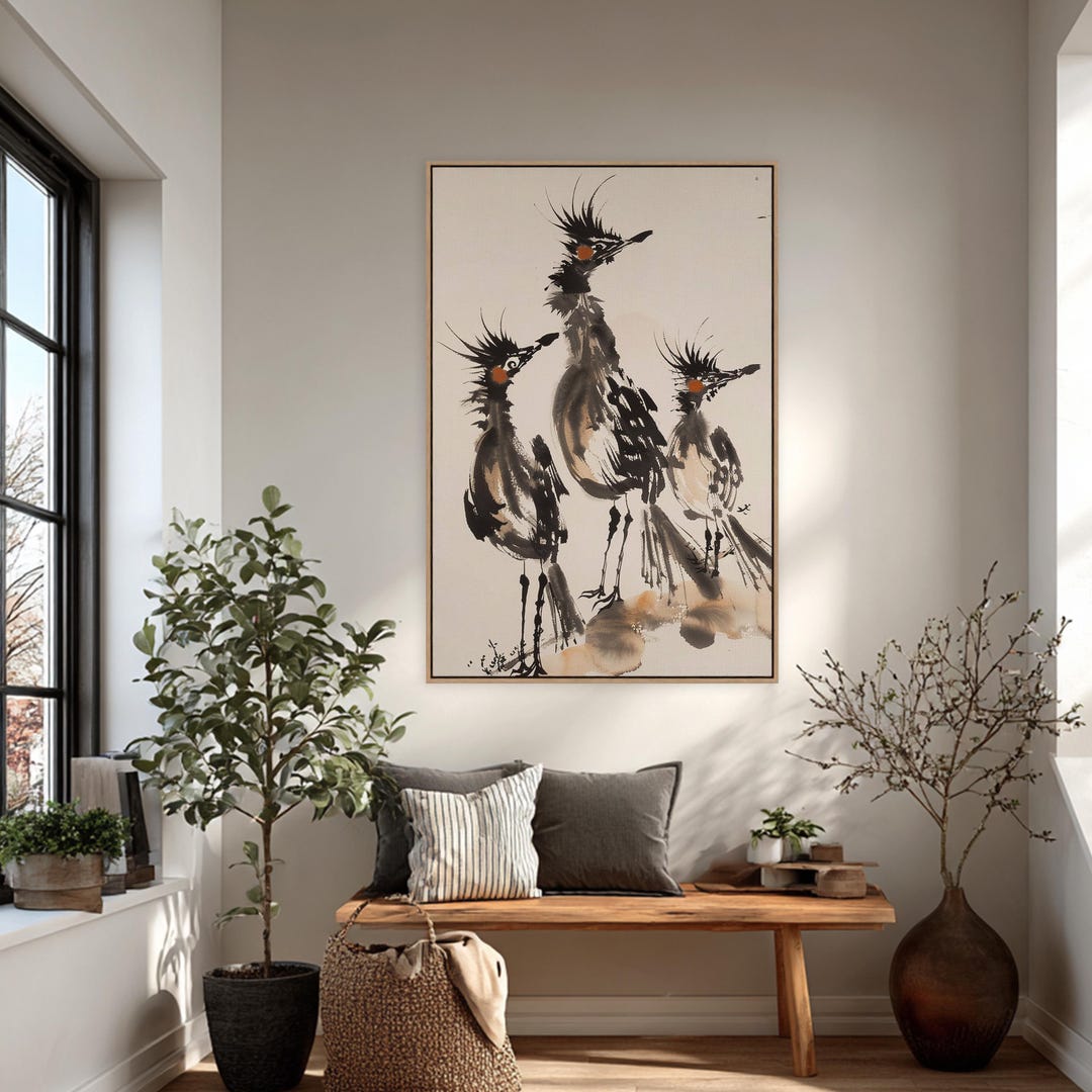 Roadrunner Wall Art – Abstract Western Bird Canvas Print, Modern Desert ...