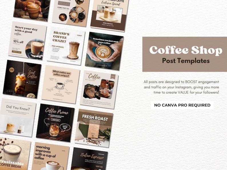 150+ Coffee Shop Instagram Canva Templates | Editable Posts for Coffee ...