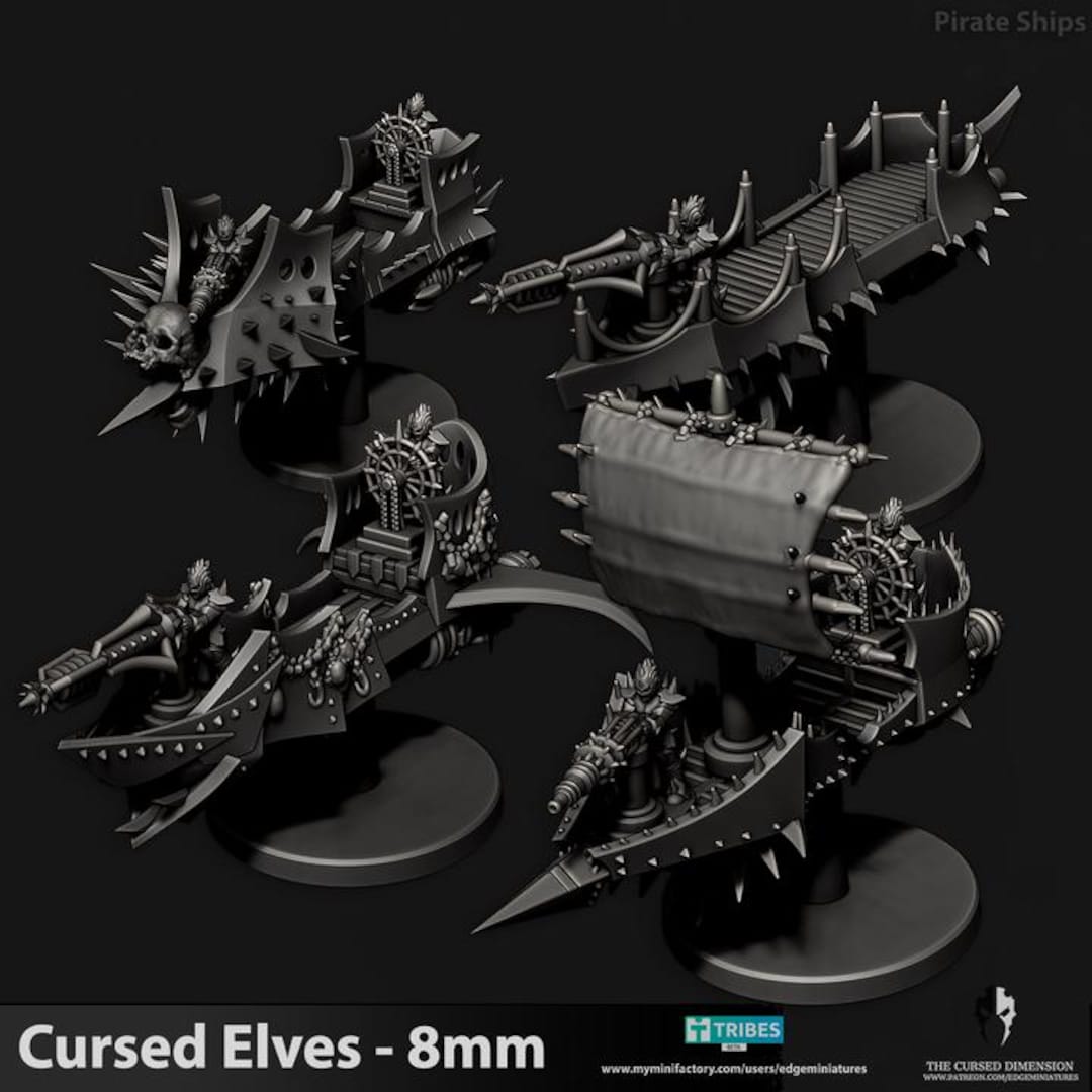 Cursed Elves Pirate Ships | 8mm Epic Scale Sci-fi Vehicle Miniatures - Etsy