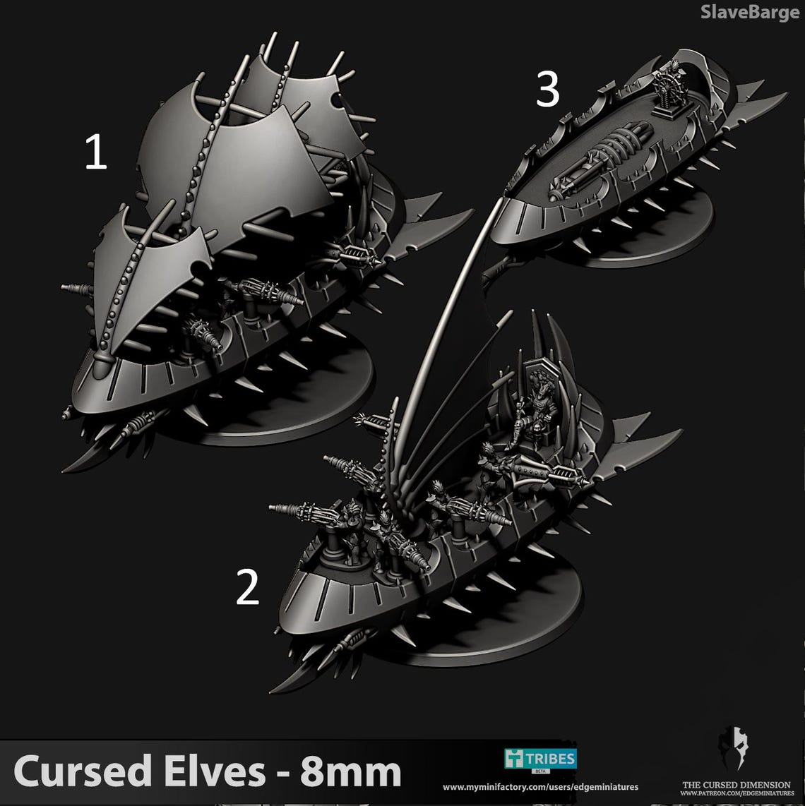 Cursed Elves Slave Barge | 8mm Epic Scale Sci-fi Vehicle Miniatures - Etsy