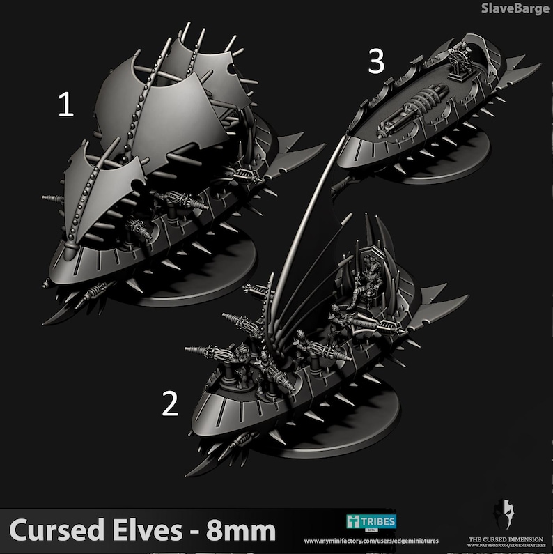 Cursed Elves Slave Barge | 8mm Epic Scale Sci-fi Vehicle Miniatures - Etsy