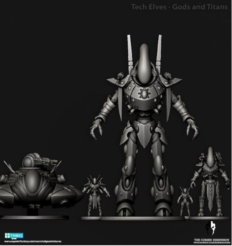 Tech Elves/cursed Elves Titan Knight | 32/28mm Heroic-scale Sci-fi ...