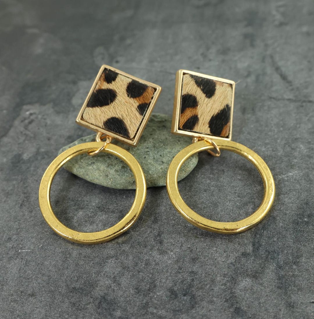 Cheetah Earrings, Boho Animal Print Earrings, Cheetah Print Stud ...