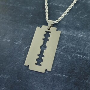 Razor Blade Necklace, Men's Necklace, Stainless Steel Razor Blade ...