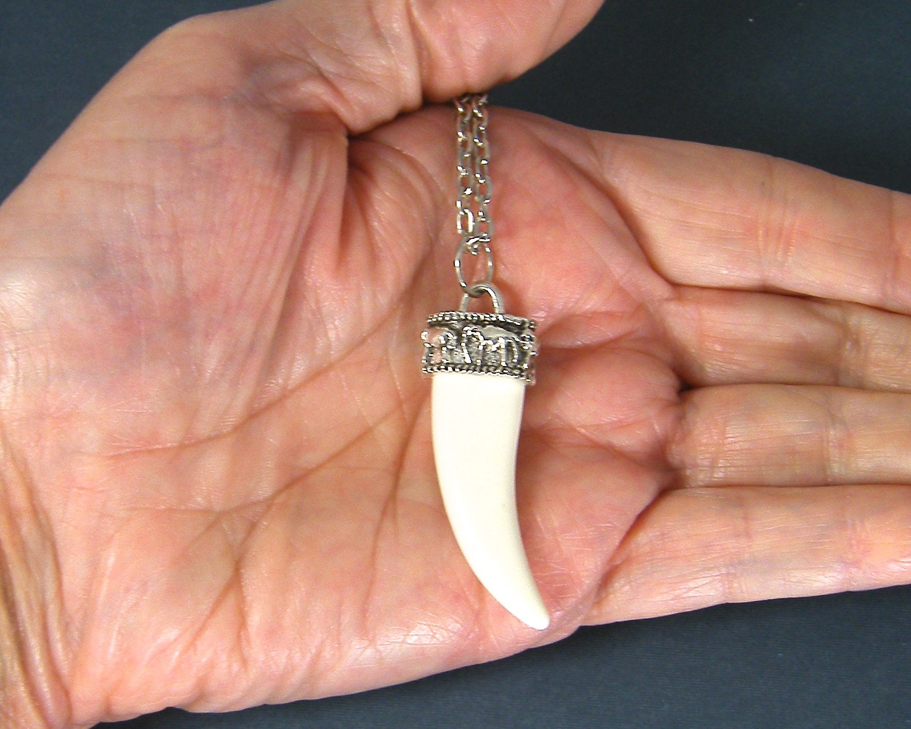 Fang Necklace Elephant Tusk Necklace Faux Ivory Claw - Etsy