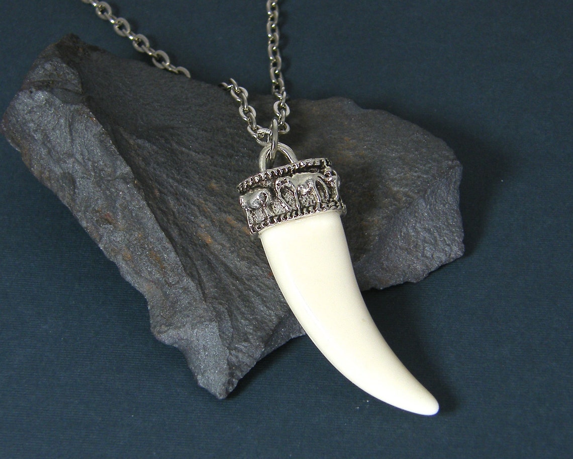 Fang Necklace Elephant Tusk Necklace Faux Ivory Claw - Etsy