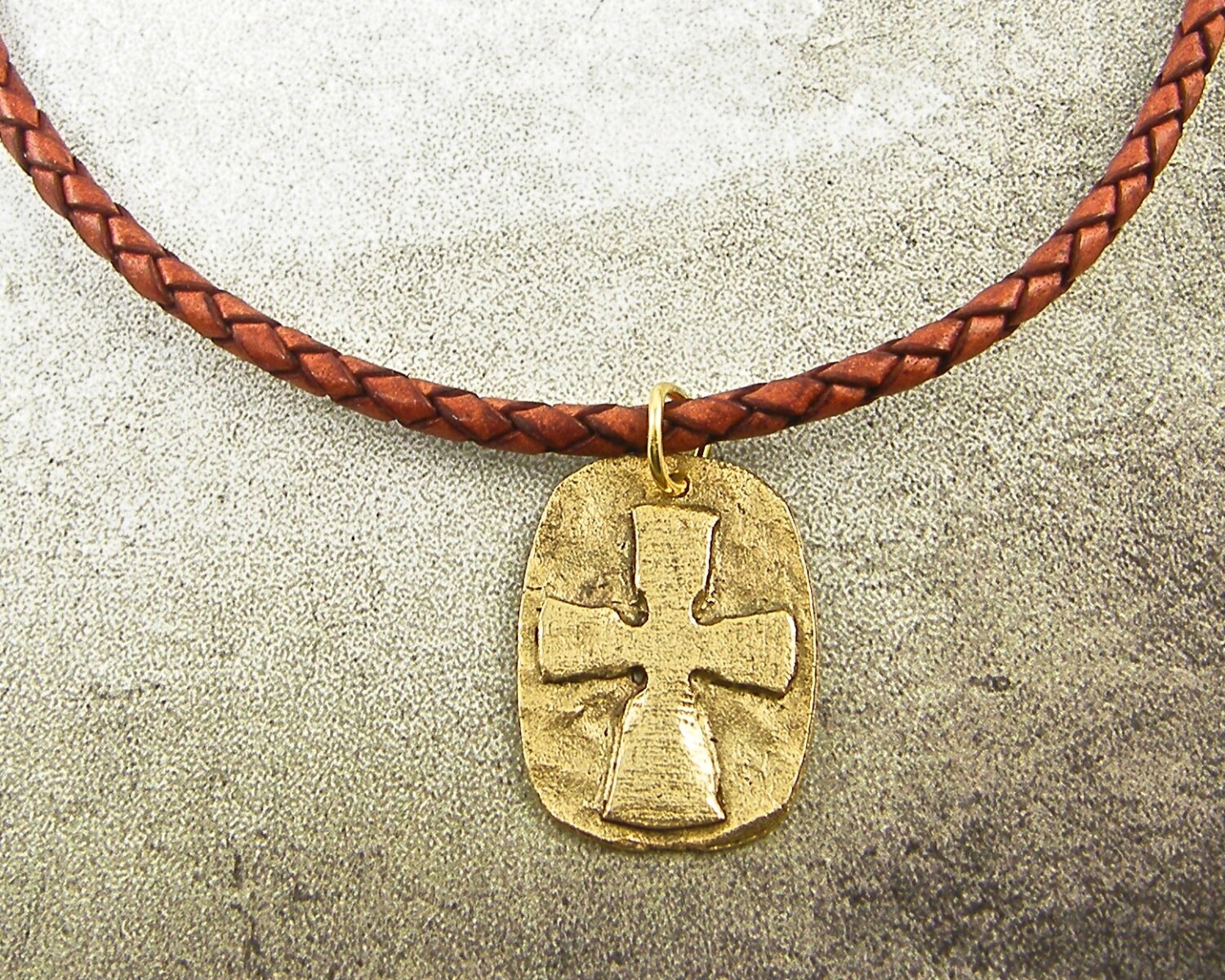 Men's Cross Necklace Rustic Leather Christian Cross | Etsy