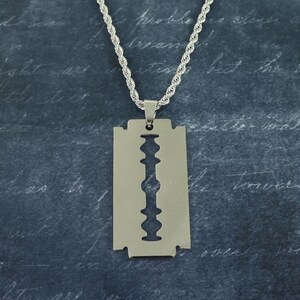 Razor Blade Necklace, Men's Necklace, Stainless Steel Razor Blade ...