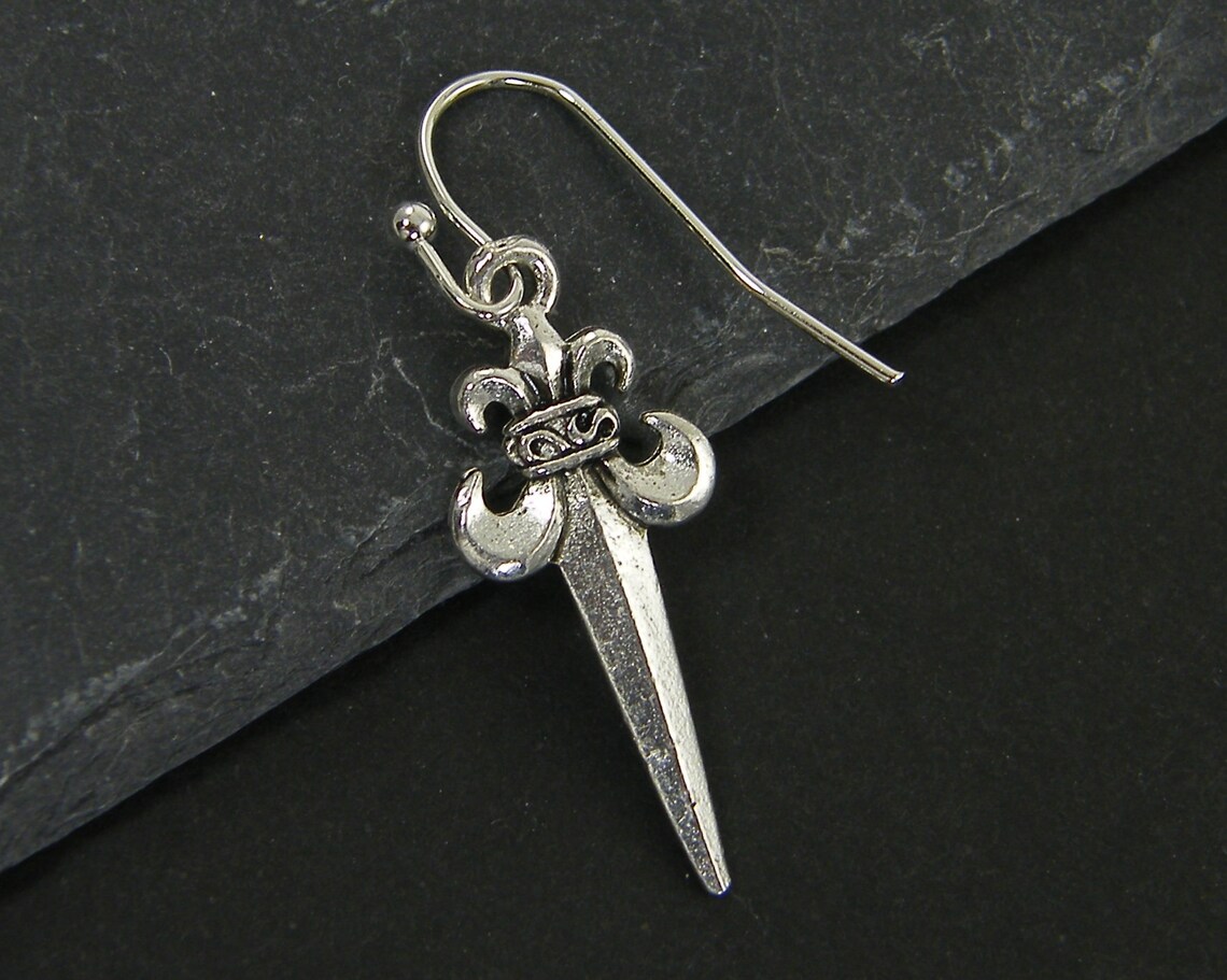 Men's Silver Dagger Earrings Silver Knife Sword Earrings | Etsy