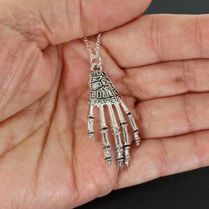 Silver Skeleton Hand Necklace, Goth Necklace, Oddities Body Parts ...