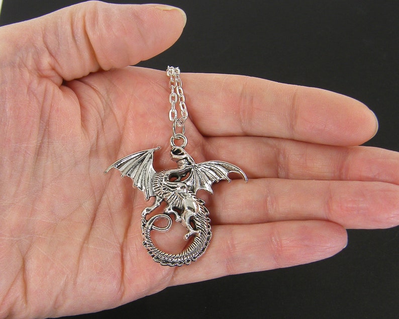 Dragon Necklace Silver Dragon Pendant Necklace Men's | Etsy