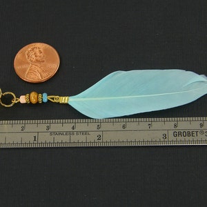 Aqua Feather Ear Cuff in Gold, Turquoise and Gold Feather Dangles ...