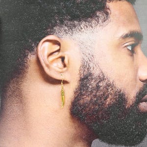 Men's Antique Gold Claw Earrings, PIERCED Tribal Tusk Fang Horn Dangle ...