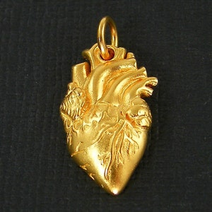 Anatomical Heart Pendant Gold Human Heart Charm Goth Emo - Etsy