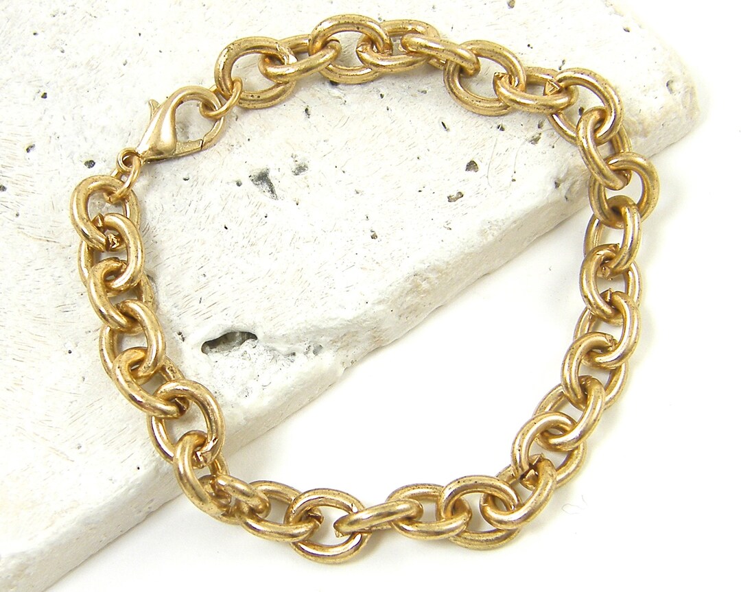 Gold Chain Bracelet, Large Chunky Oval Metal Link Bracelet, Men's Women ...