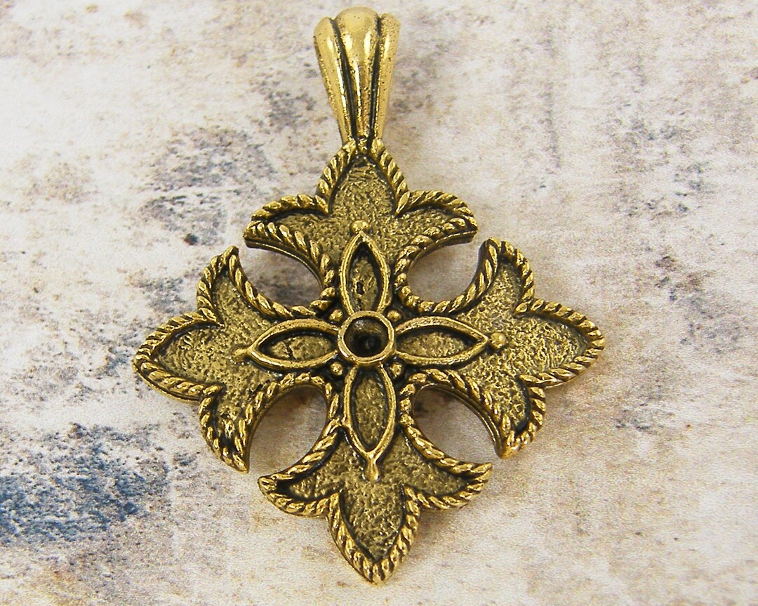 Ethnic Cross Pendant, Antique Gold Tribal Men's Women's African Pendant ...