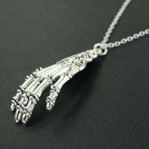 Silver Skeleton Hand Necklace, Goth Necklace, Oddities Body Parts ...