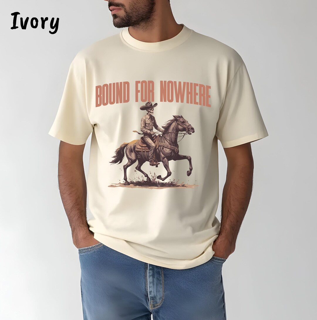 Skeleton Cowboy T-shirt, Bound for Nowhere T-shirt, Retro Western ...