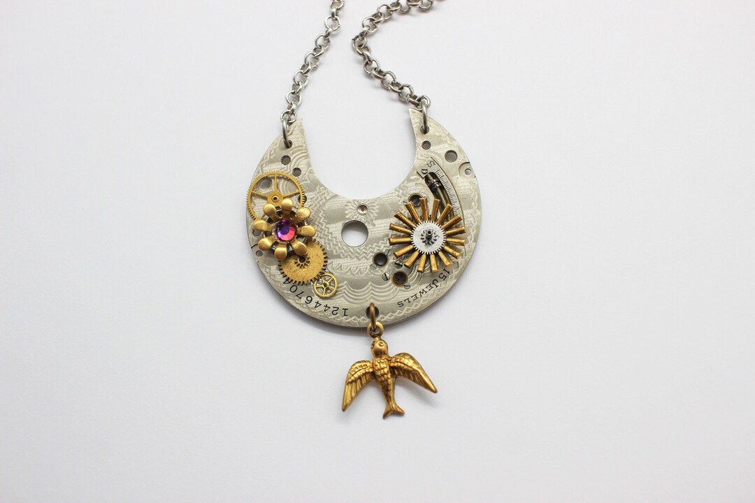 Repurposed Pocket Watch Plate Assemblage Pendant Necklace - Etsy