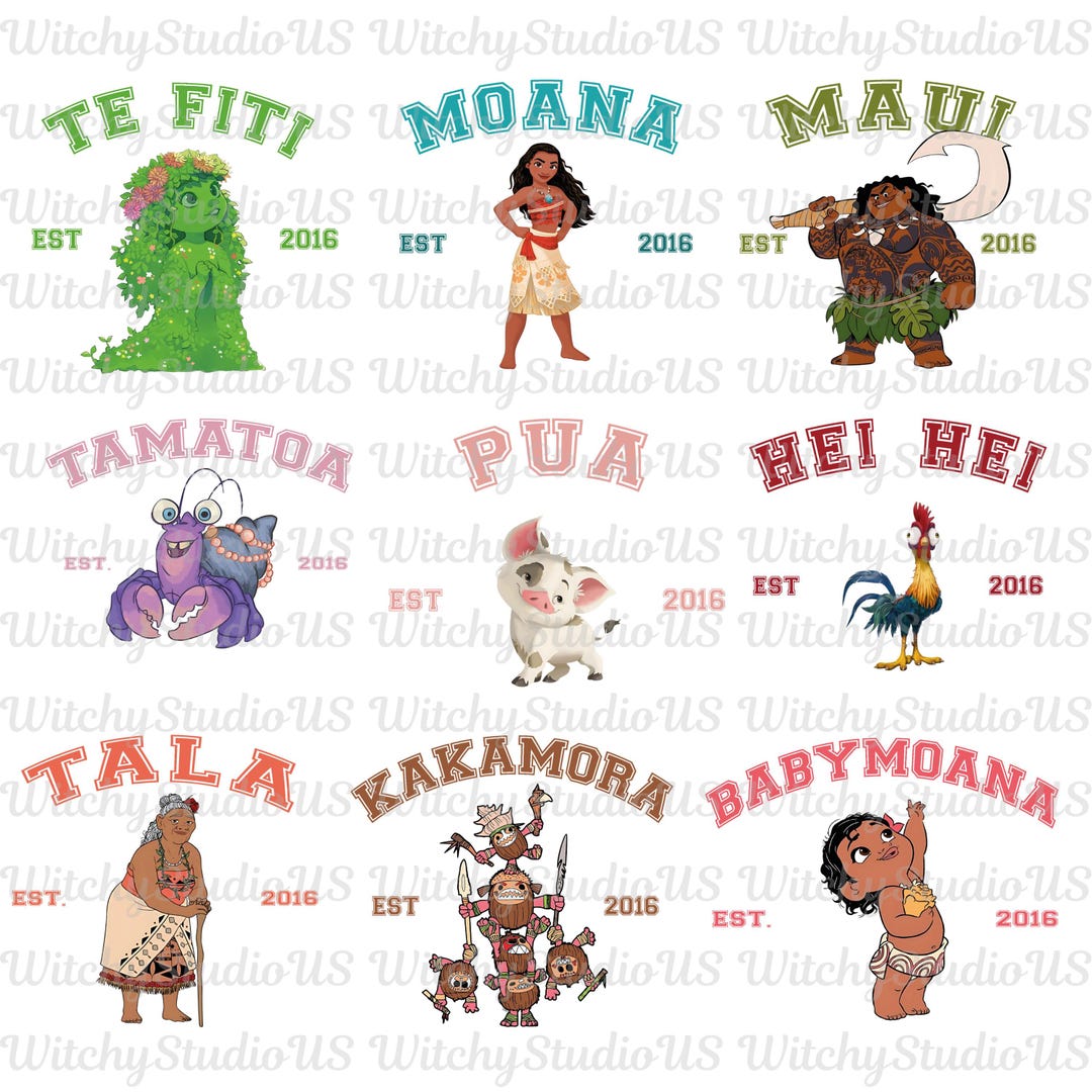 Moana Characters Png Bundle, Princess Moana Png, Family Vacation ...
