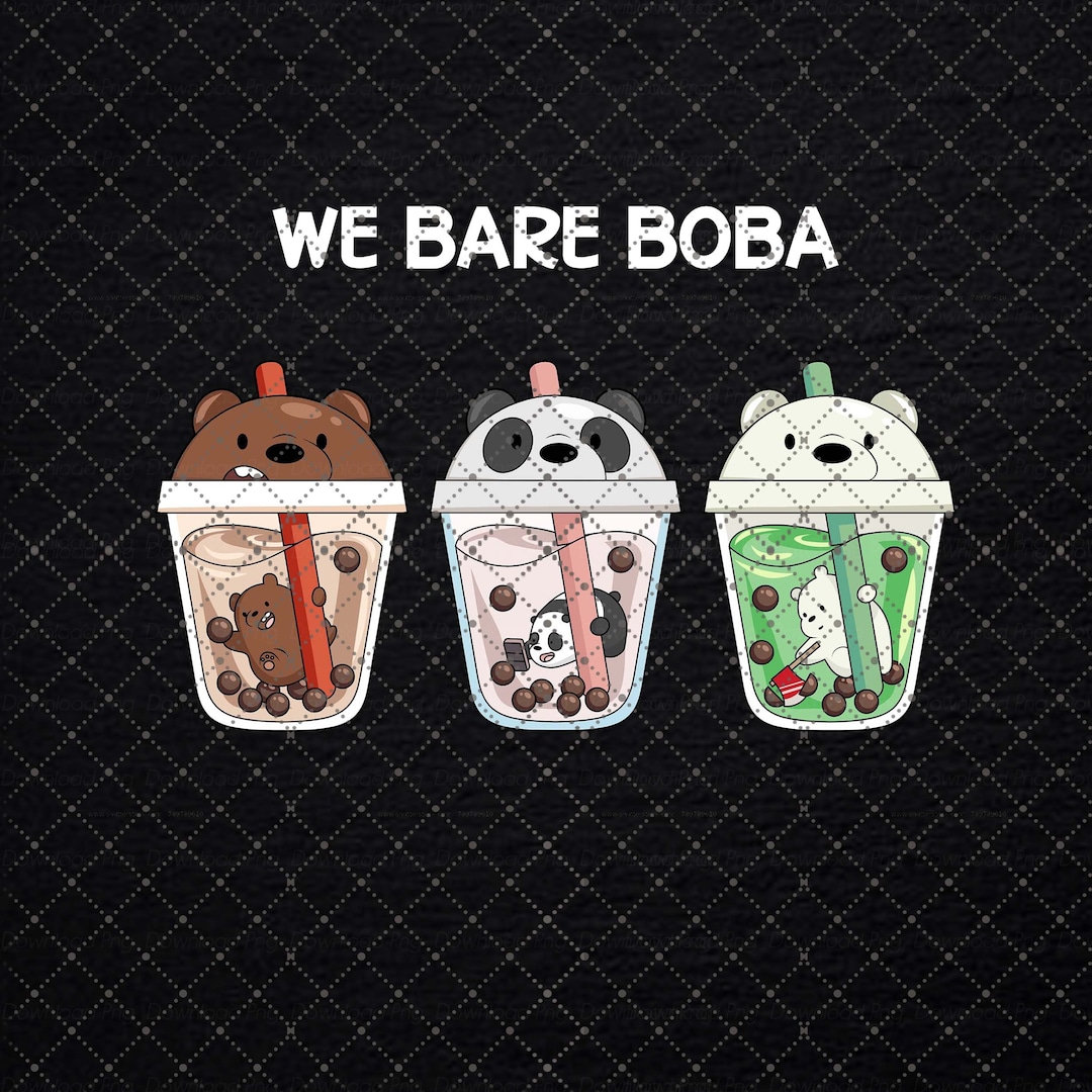 We Are Bears Boba Tea Cute Png, Bubble Tea Watercolor Design, Bubble ...