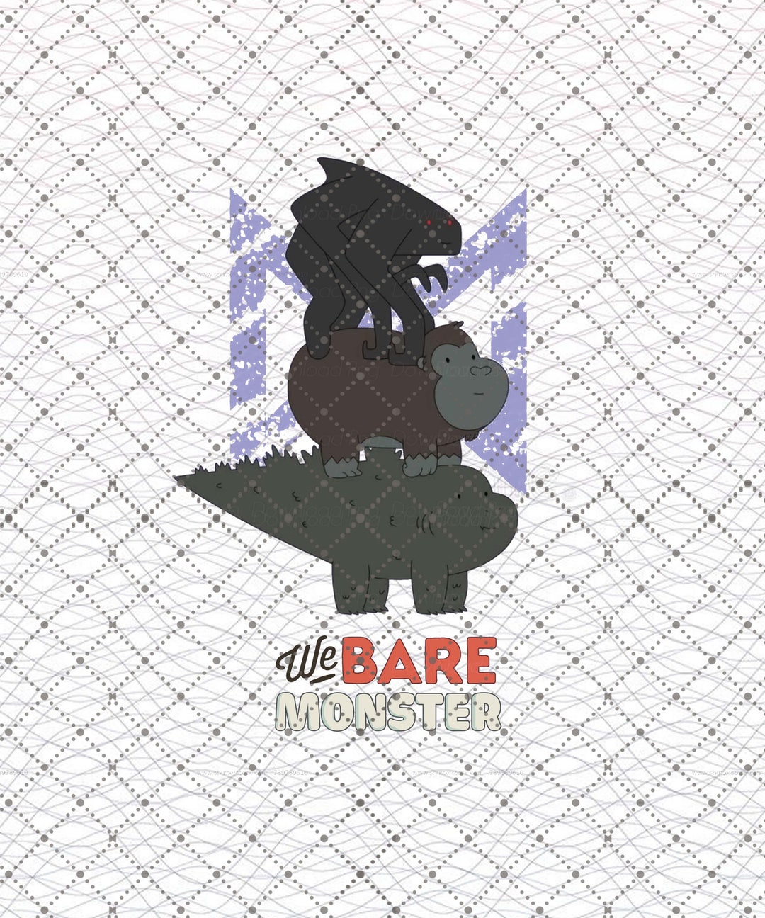 We Bare Bears Godzilla King Kong MUTO Png, Godzilla Vs Kong T-shirt ...