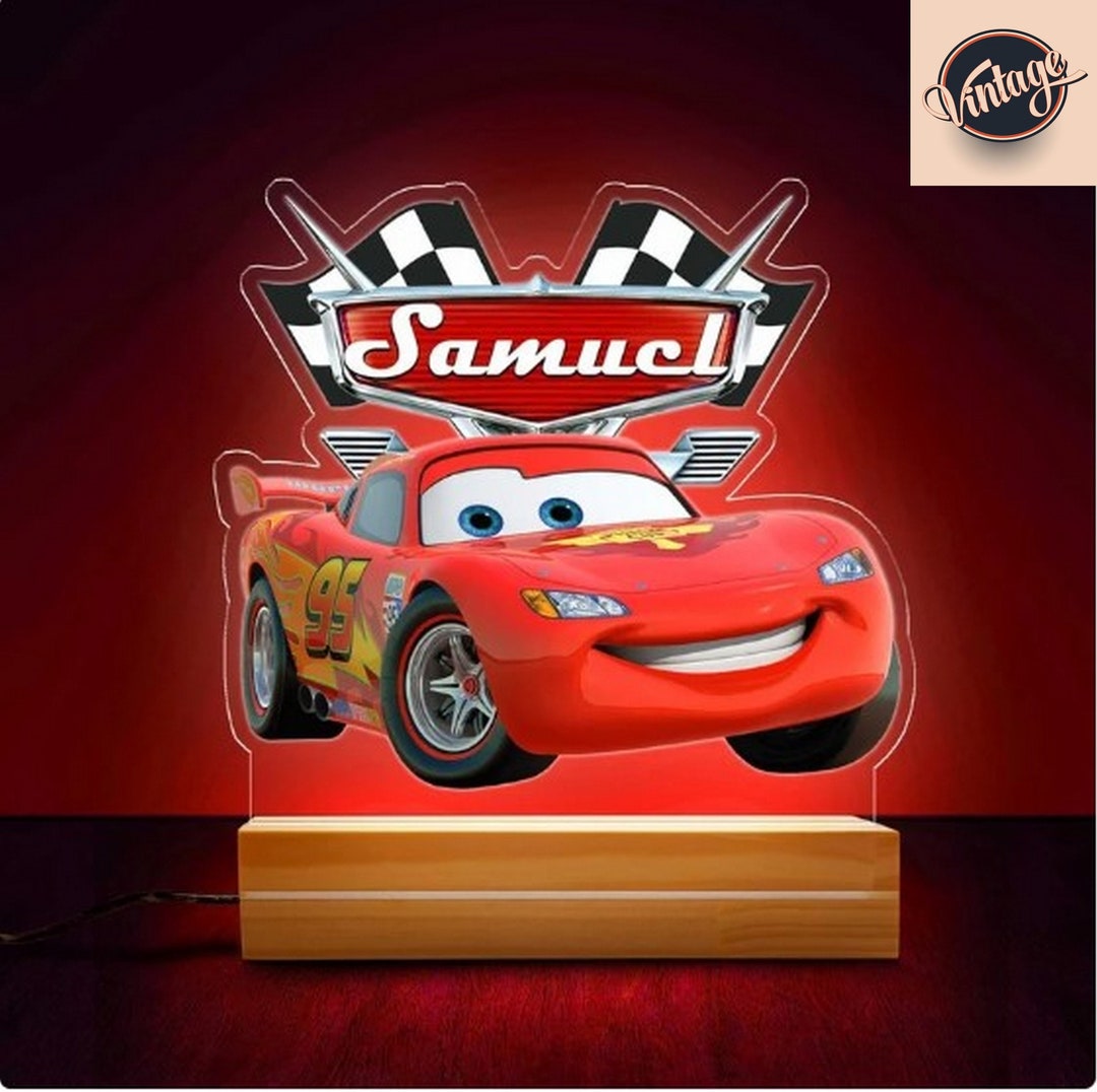 Personalized Racking Cars Night Light, Custom Name Lightning Mcqueen ...