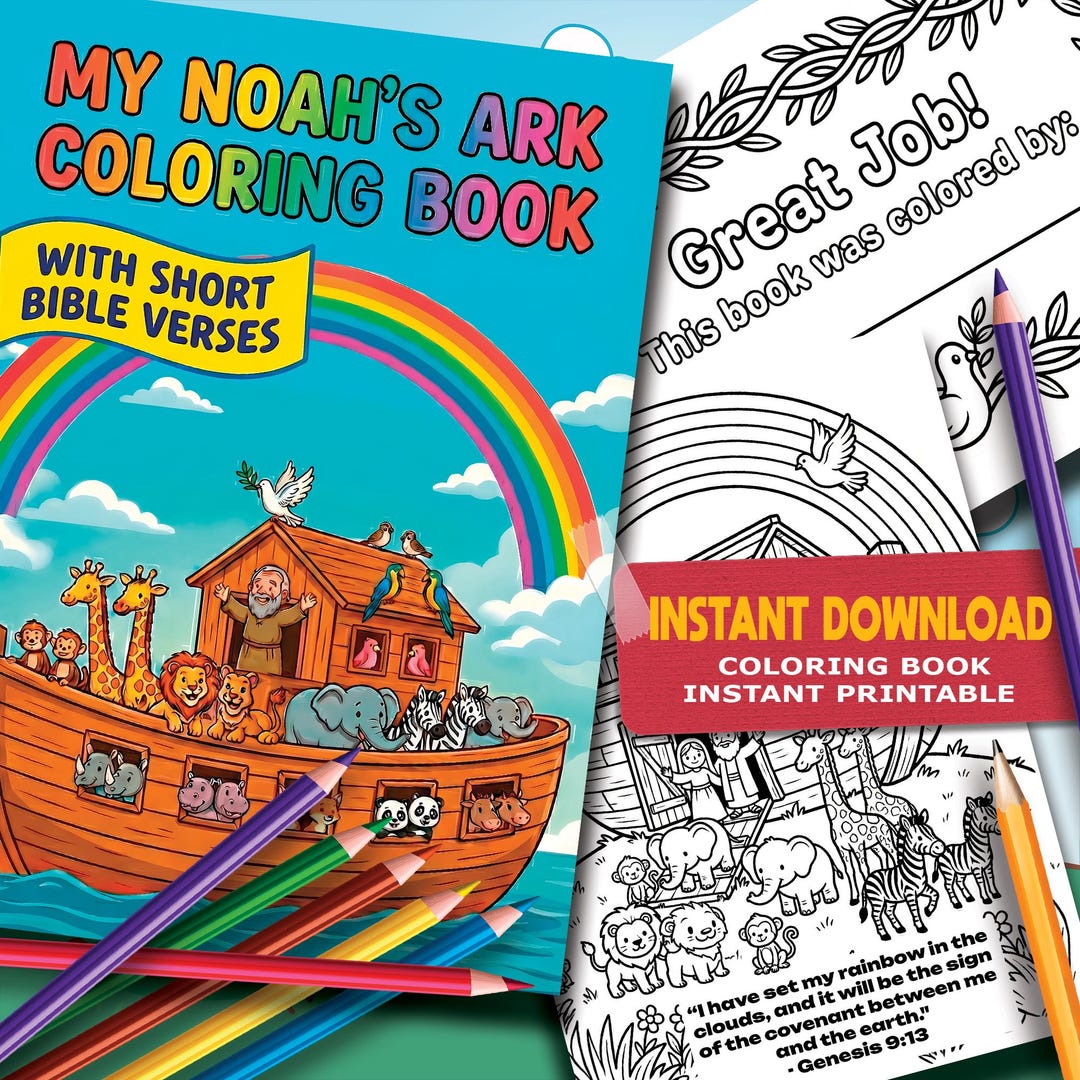 Noah's Ark Coloring Book for Kids | Bible Story Printable | Christian ...