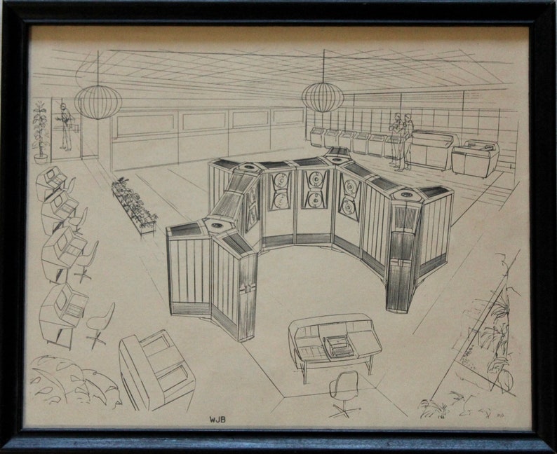Vintage Print of Futuristic Atlas Computer Laboratory Drawing - Etsy