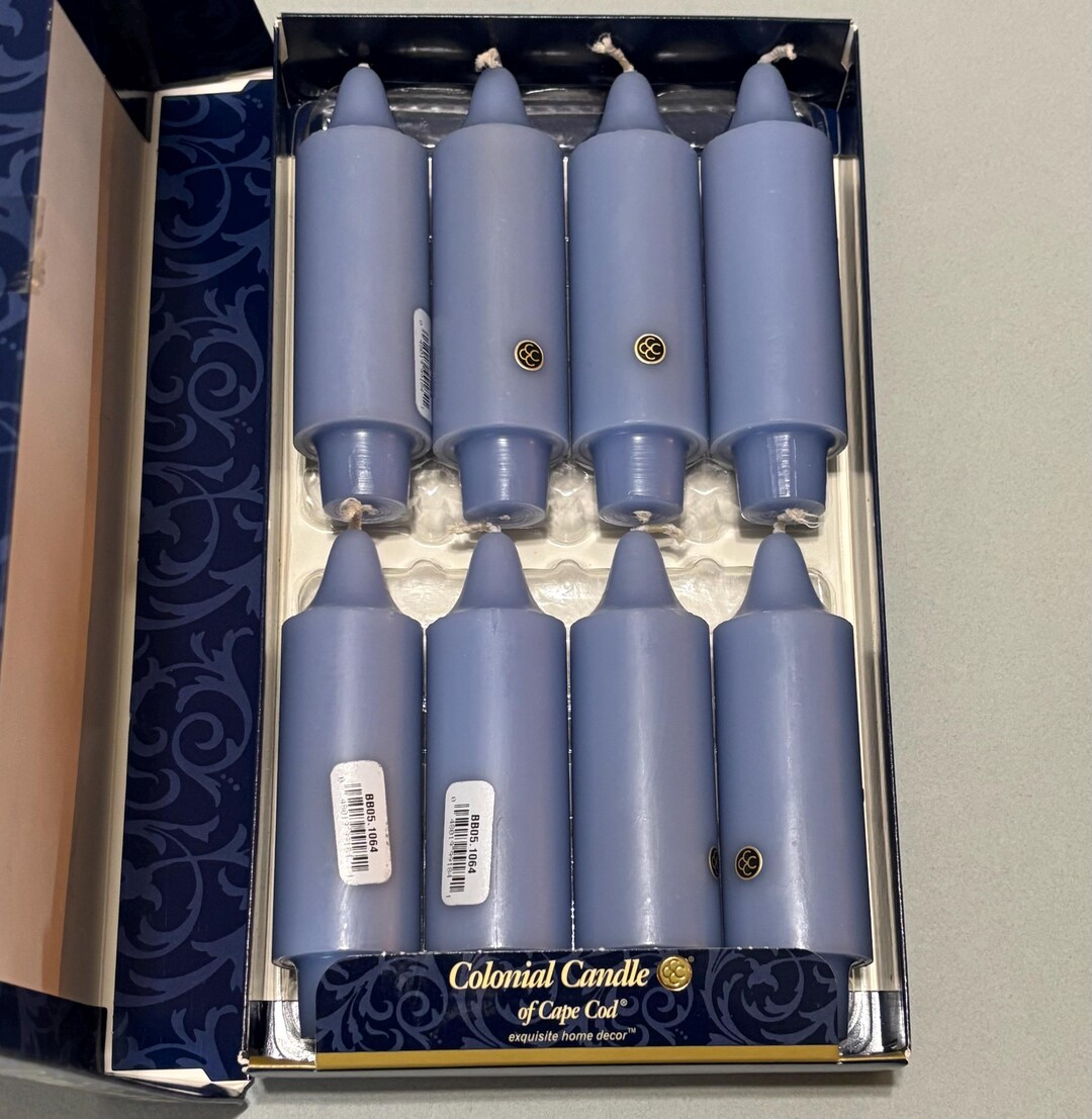 Vintage Set of 8 Historic Blue Candles by Colonial Candle of Cape Cod ...