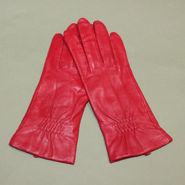 Red Leather Gloves - Etsy