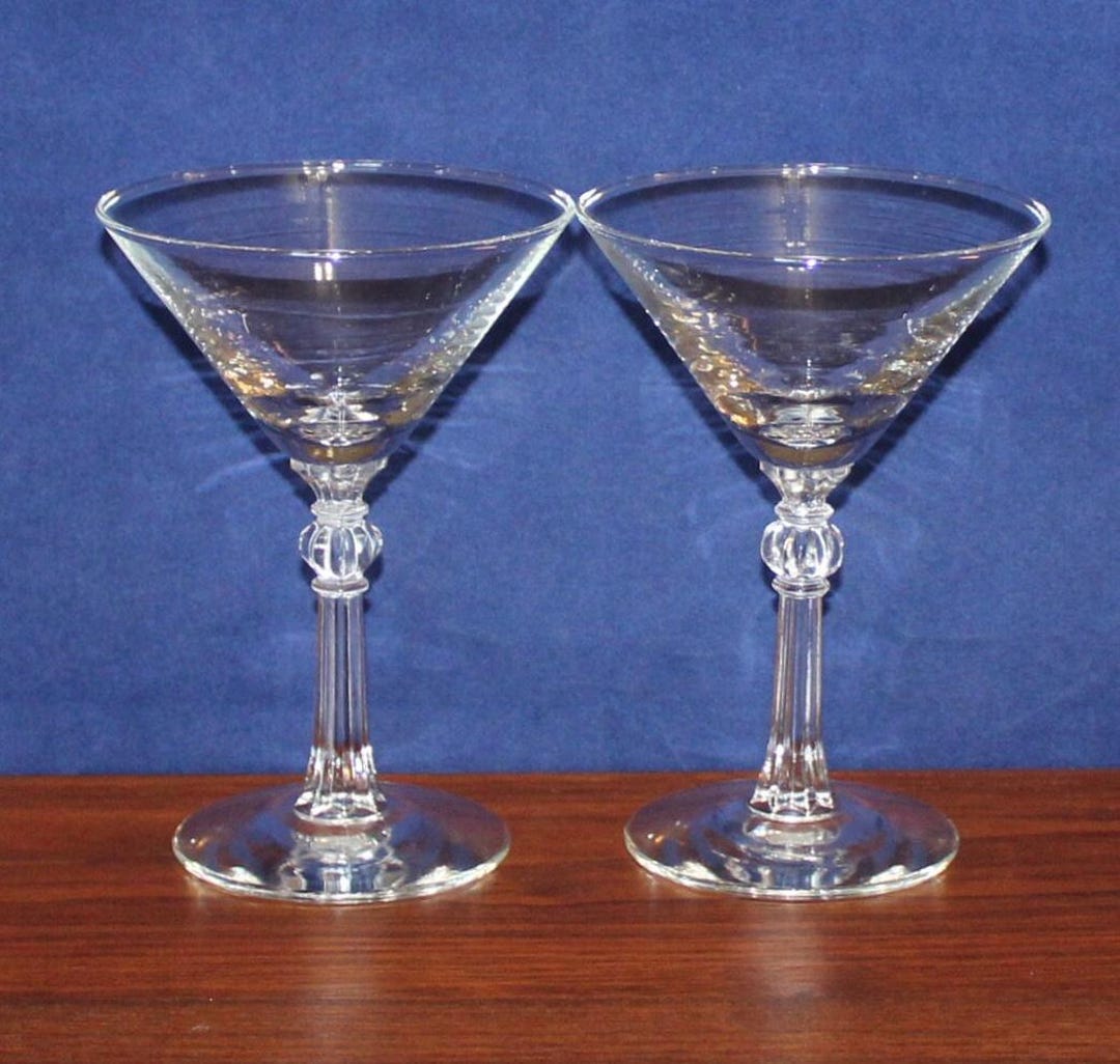 Vintage Pair of Stardust Cocktail Glasses: Fluted Knob Stem - Etsy