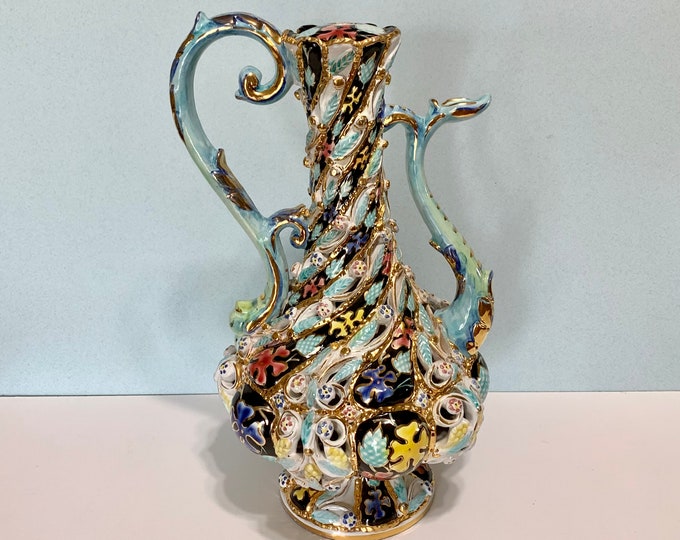 Beautiful Vintage Capodimonte Italian Reticulated Porcelain Dragon Lamp ...