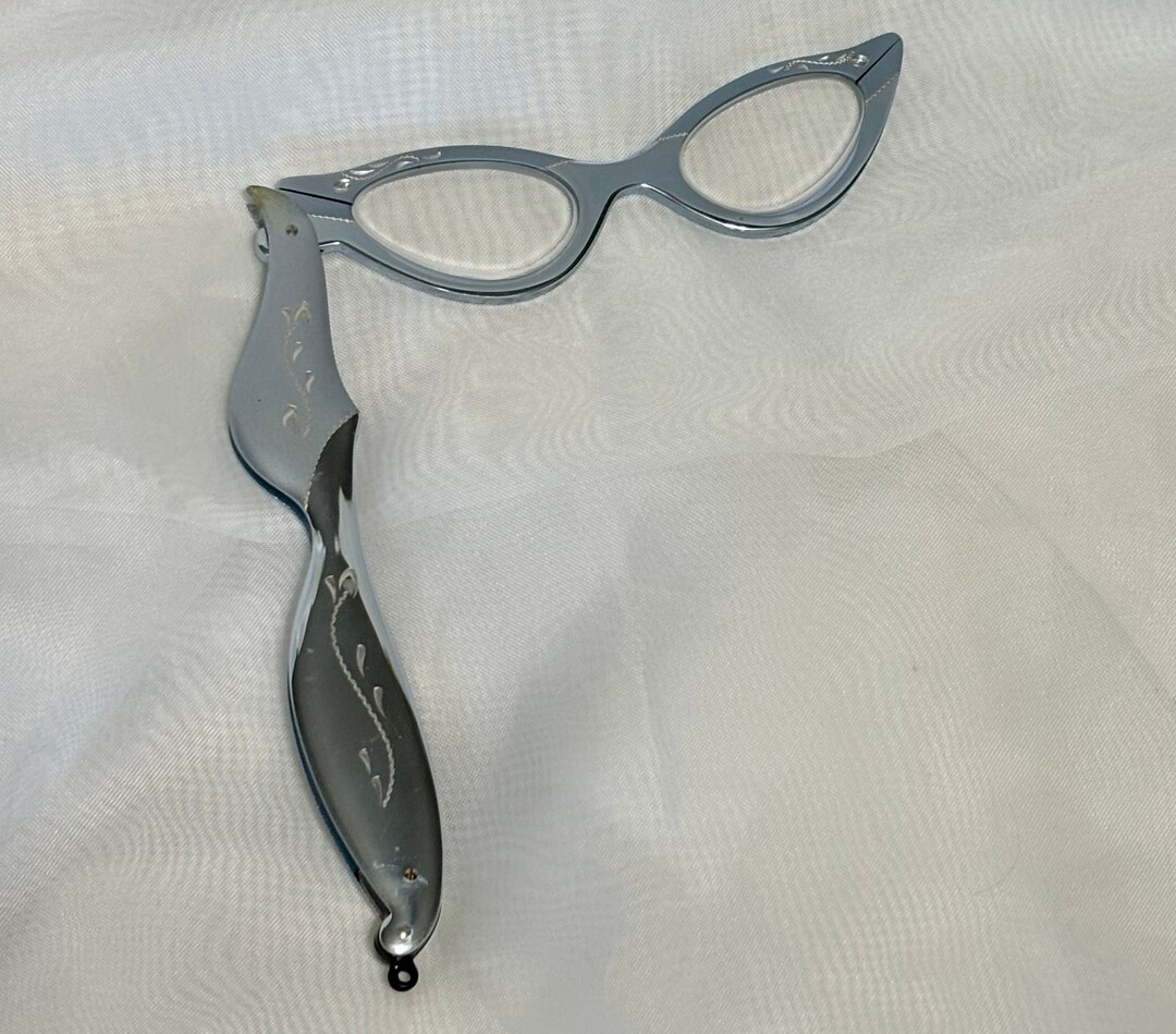 Vintage Shuron Pale Blue Aluminum Lorgnette Eyeglasses / Readers ...