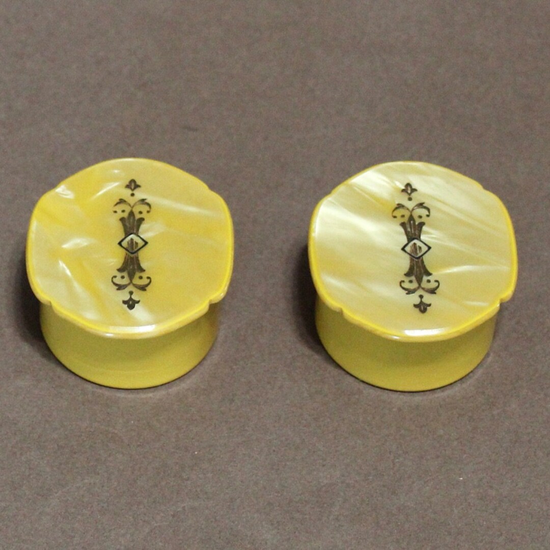 Pair of Antique Marbled Bakelite Pill Boxes With Glass Insert - Etsy