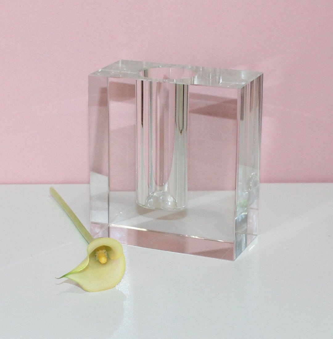 Vintage Rectangular Crystal Bud Vase - Etsy