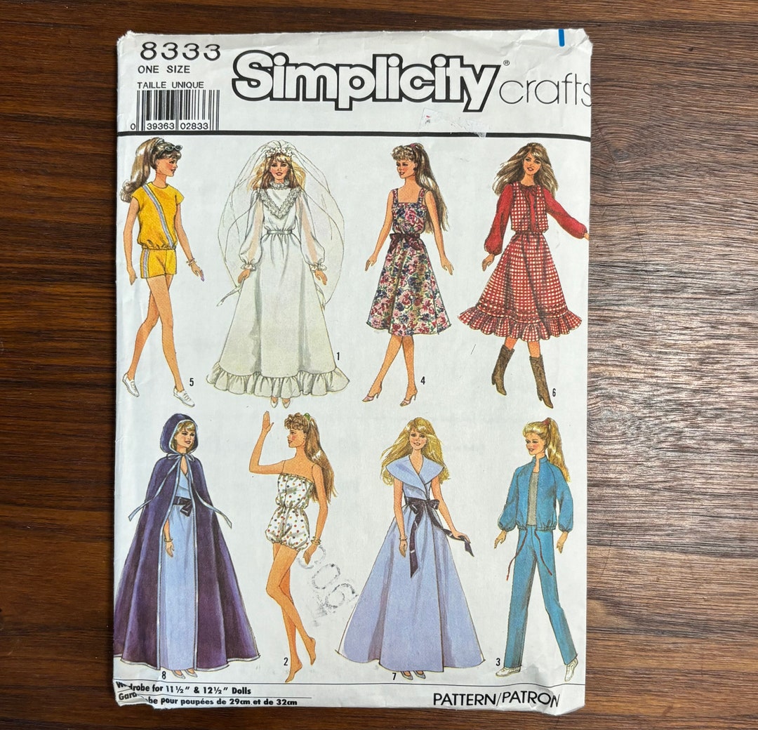 Vintage Simplicity Crafts Pattern 8333 Wardrobe for 11-1/2 Inch Dolls ...