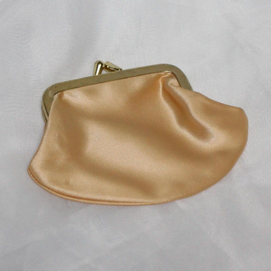 Vintage Peach Gold Colored Satin Coin Purse - Etsy