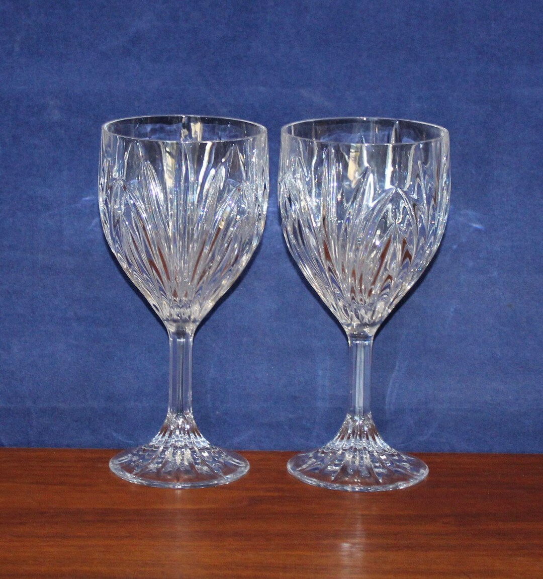 Vintage Pair of Crystal Clear Elise Fan Cut Design Water Goblets - Etsy